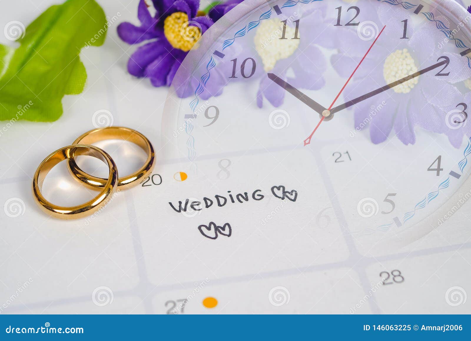 Word Wedding To Reminder Wedding Day with Wedding Ring on Calendar ...