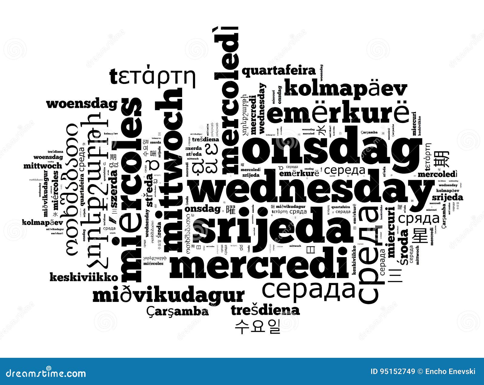 Word Wednesday in Different Languages Stock Illustration - Illustration ...