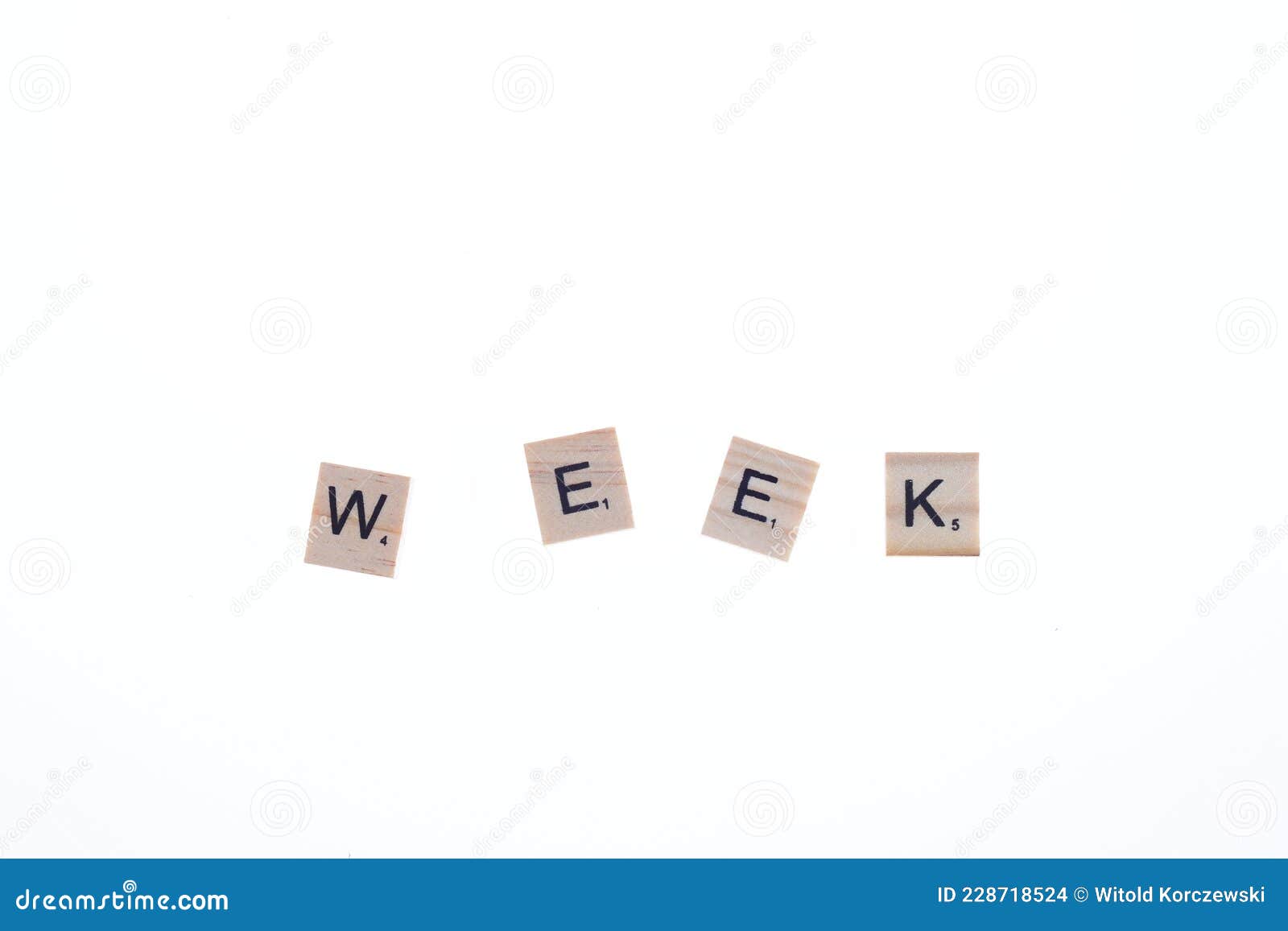 Word Week Arranged from Wooden Blocks on White Background. Game ...