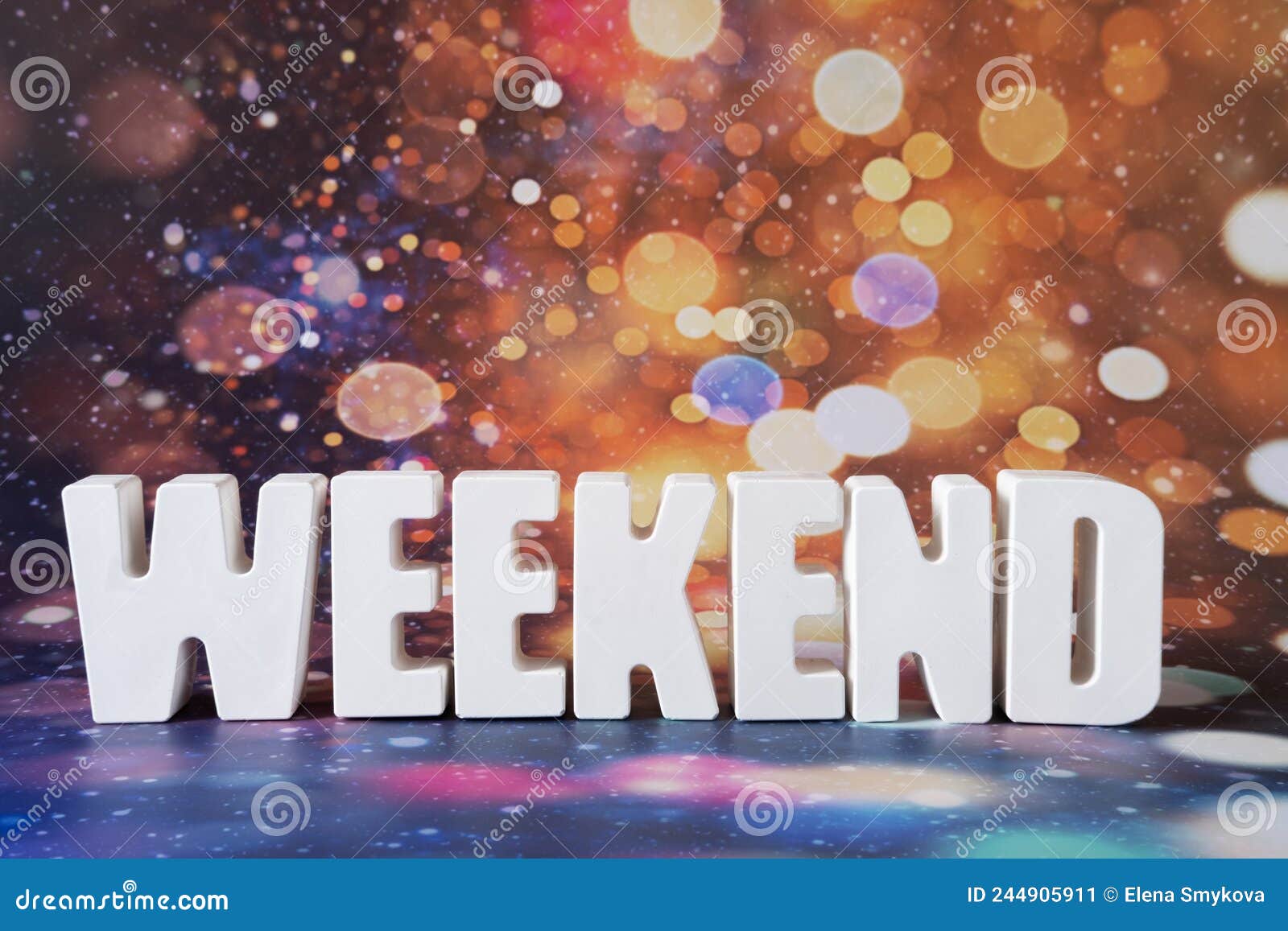 Word Weekend Made from White Concrete Letters on the Multicolor ...