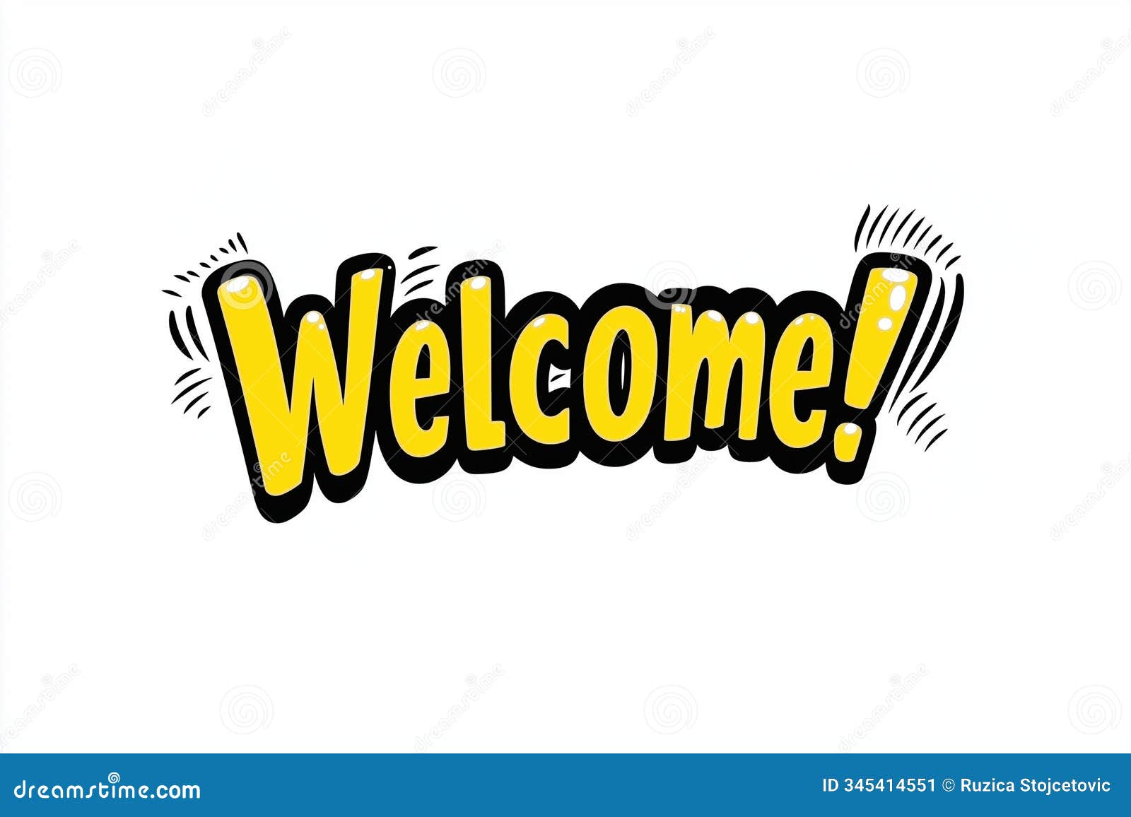 The Word "Welcome" in a Simple Flat Design with Yellow and Black Colors ...