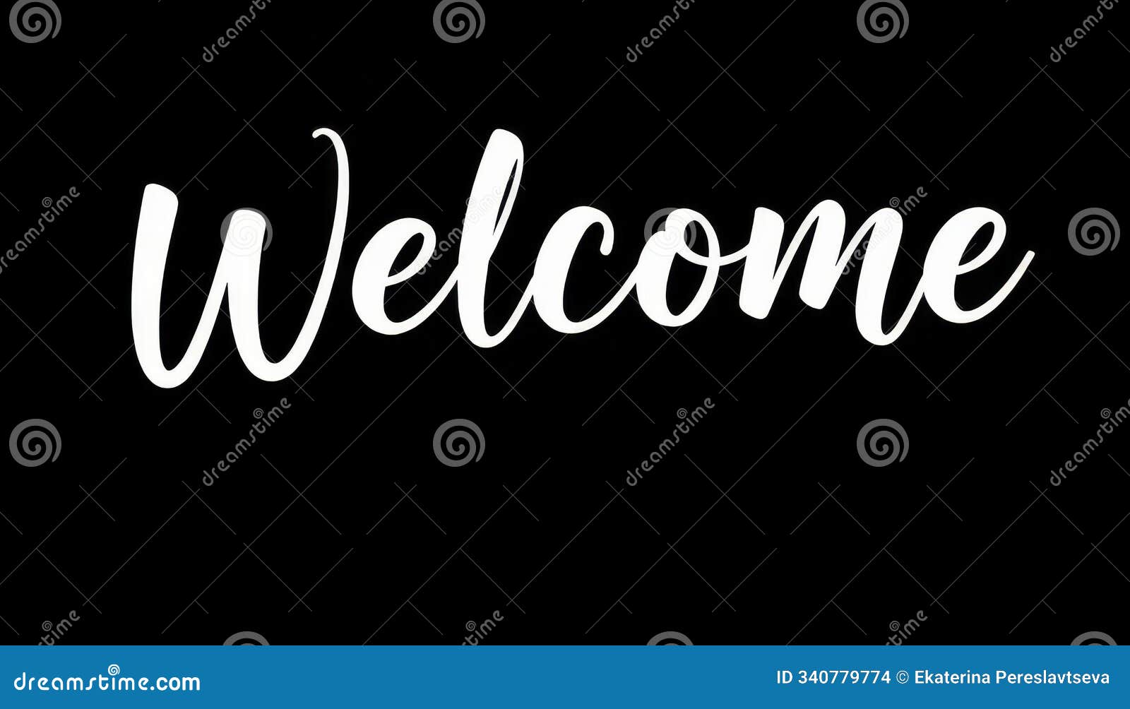 Cursive Welcome Sign On The Shelf And Bonsai Stock Photo ...