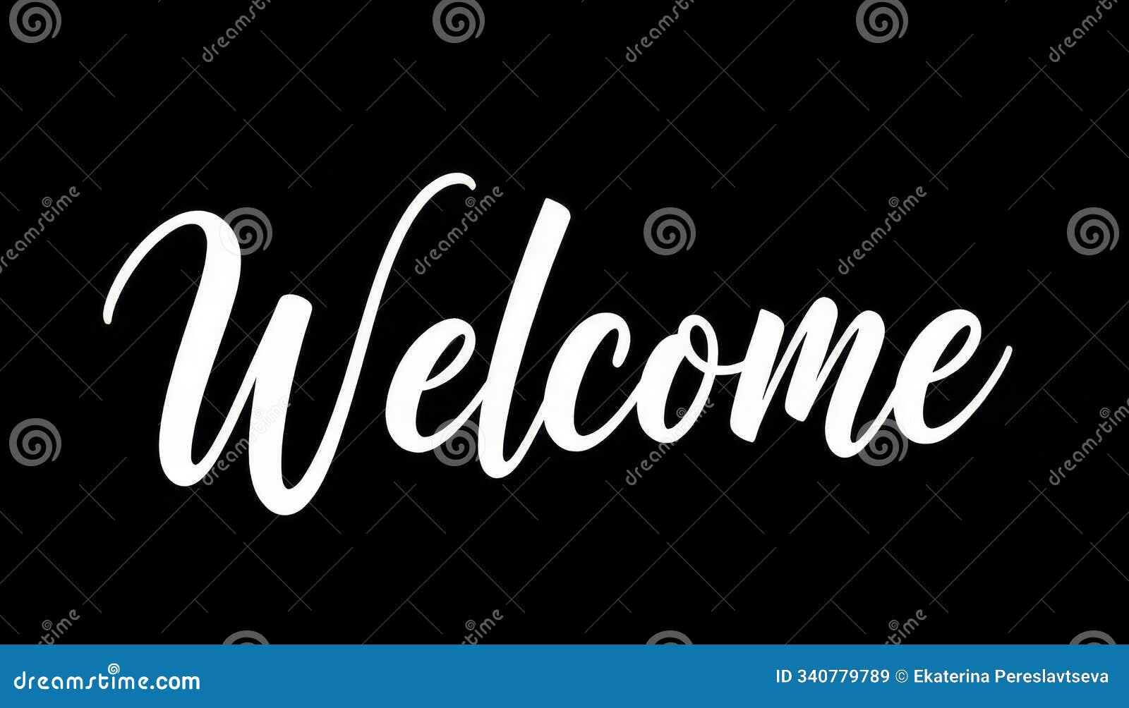 Cursive Welcome Sign On The Shelf And Bonsai Stock Photo ...