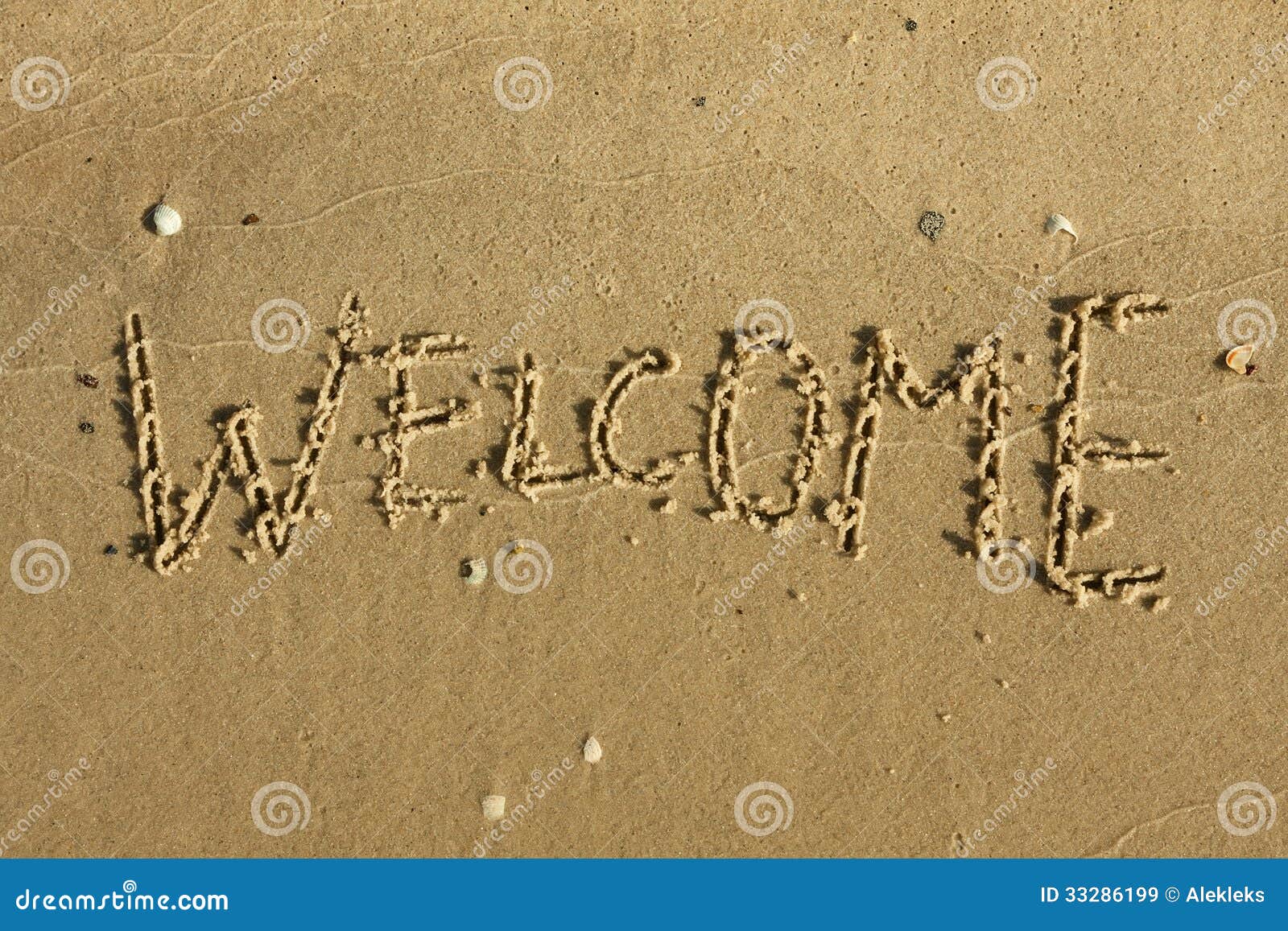 Word Welcome Written on the Sand Stock Image - Image of rest, texture ...