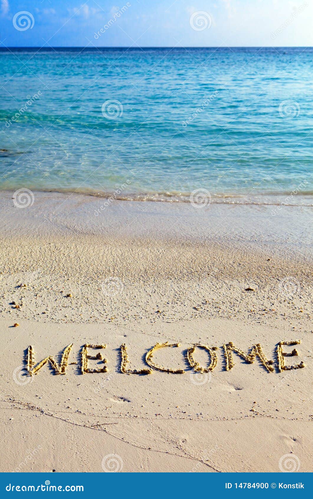 Word Welcome is Written on Sand on Oceanside Stock Photo - Image of ...