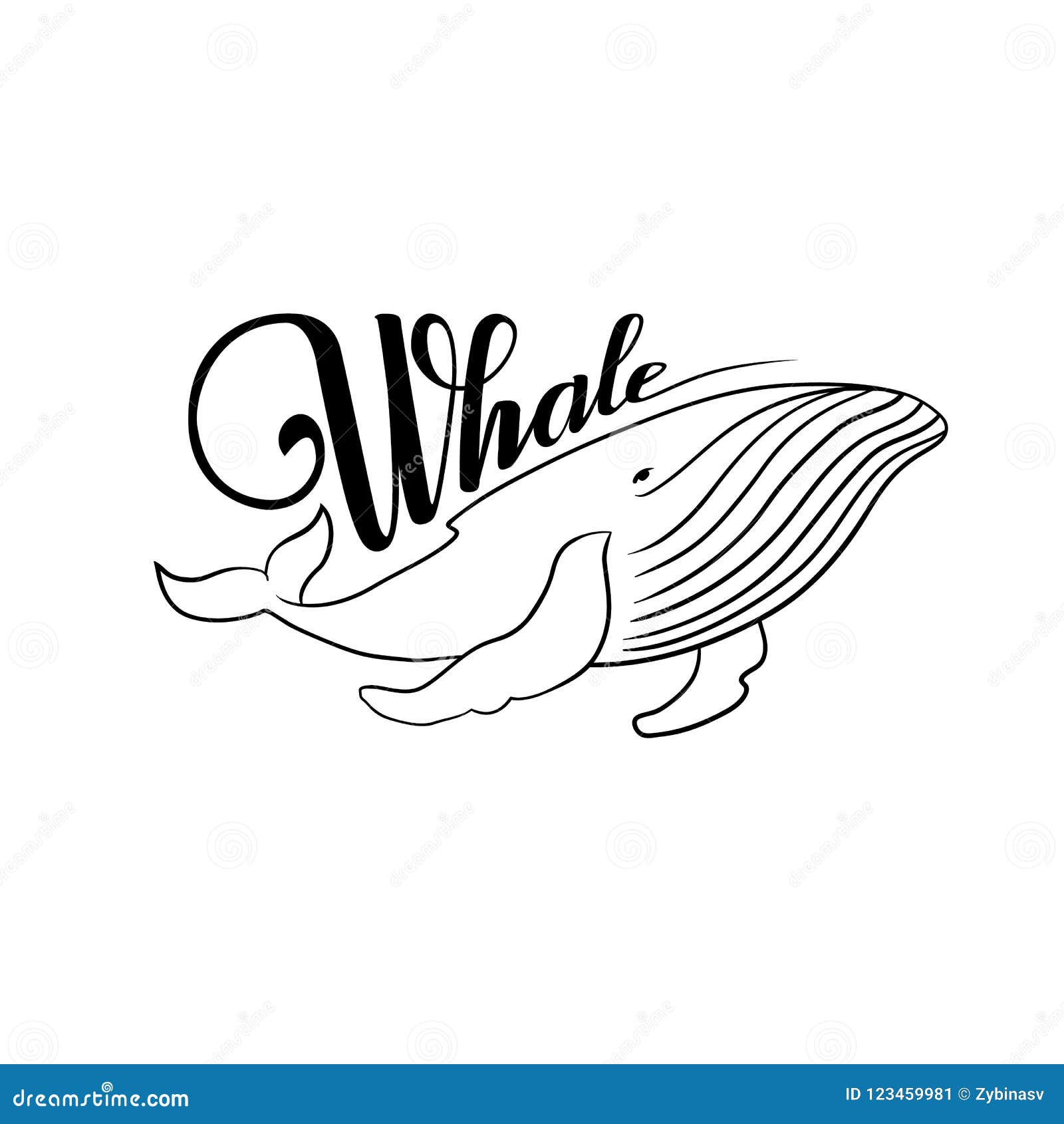 The Word Whale. Whale Black and White. Stock Vector - Illustration of ...