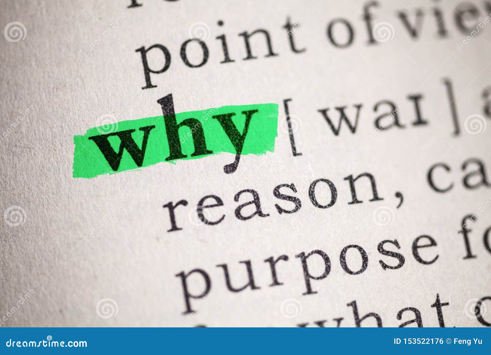 Definition of the word why stock photo. Image of definition - 153522176