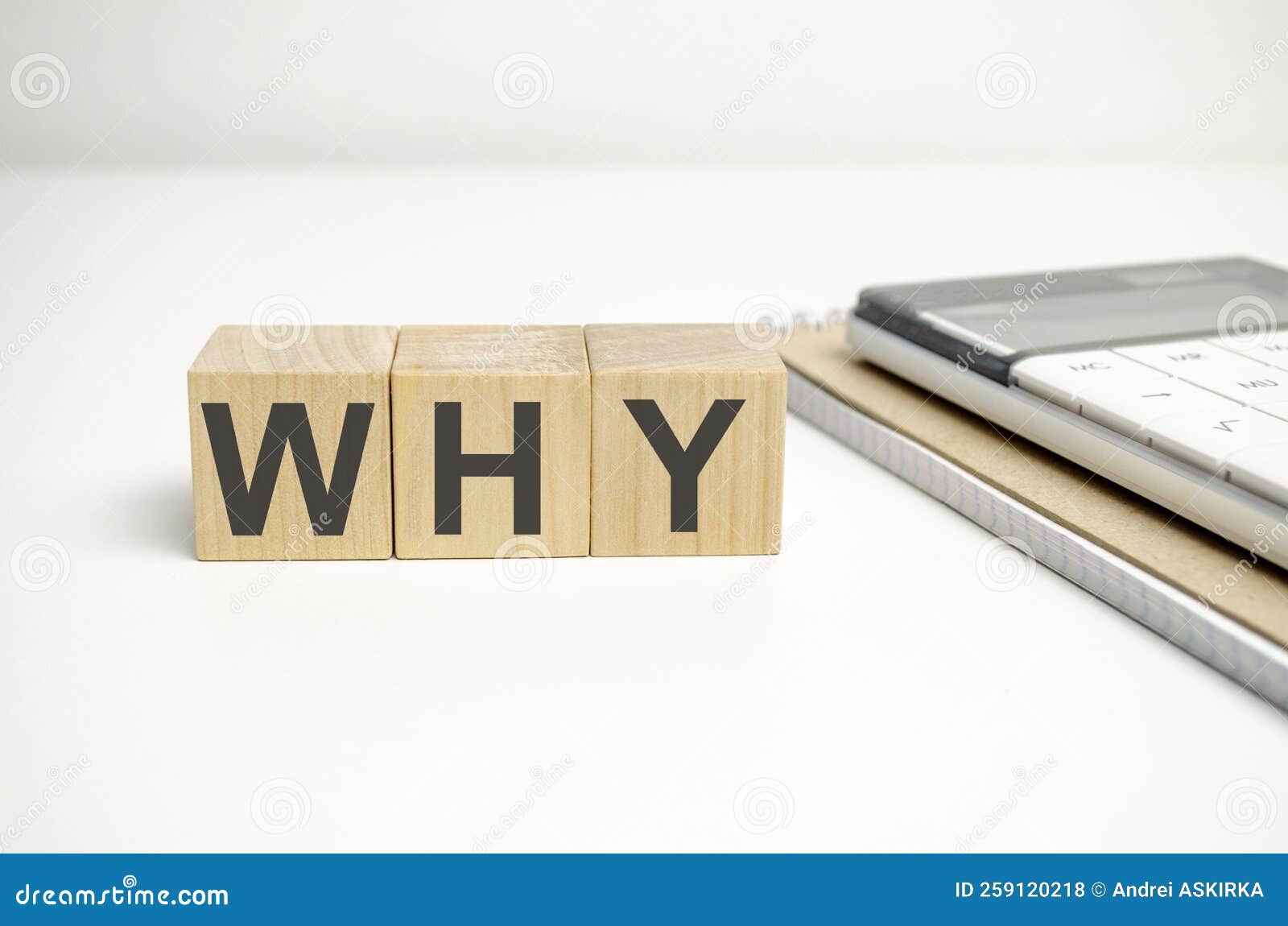 Word Why Wooden Blocks and Calculator on White Background Stock Photo ...