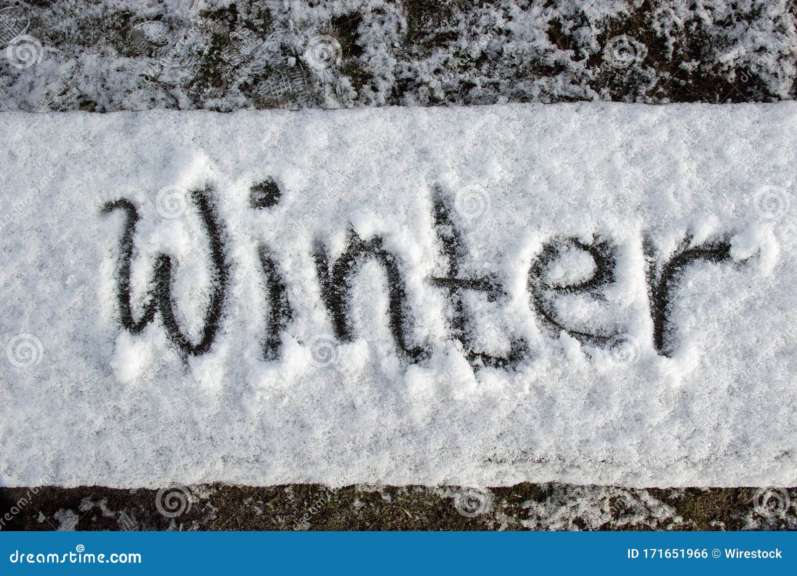 Word Winter Written with a Finger on the Snow Stock Photo - Image of ...