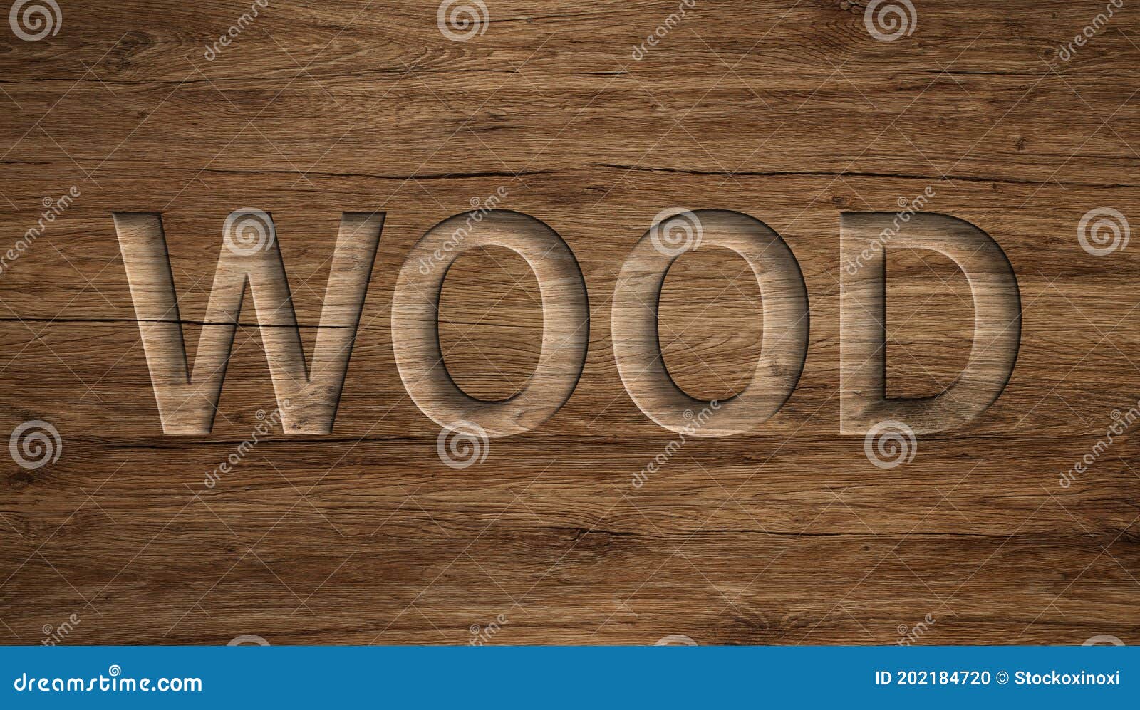 Word Wood Engraved in Wooden Board Stock Photo - Image of board ...