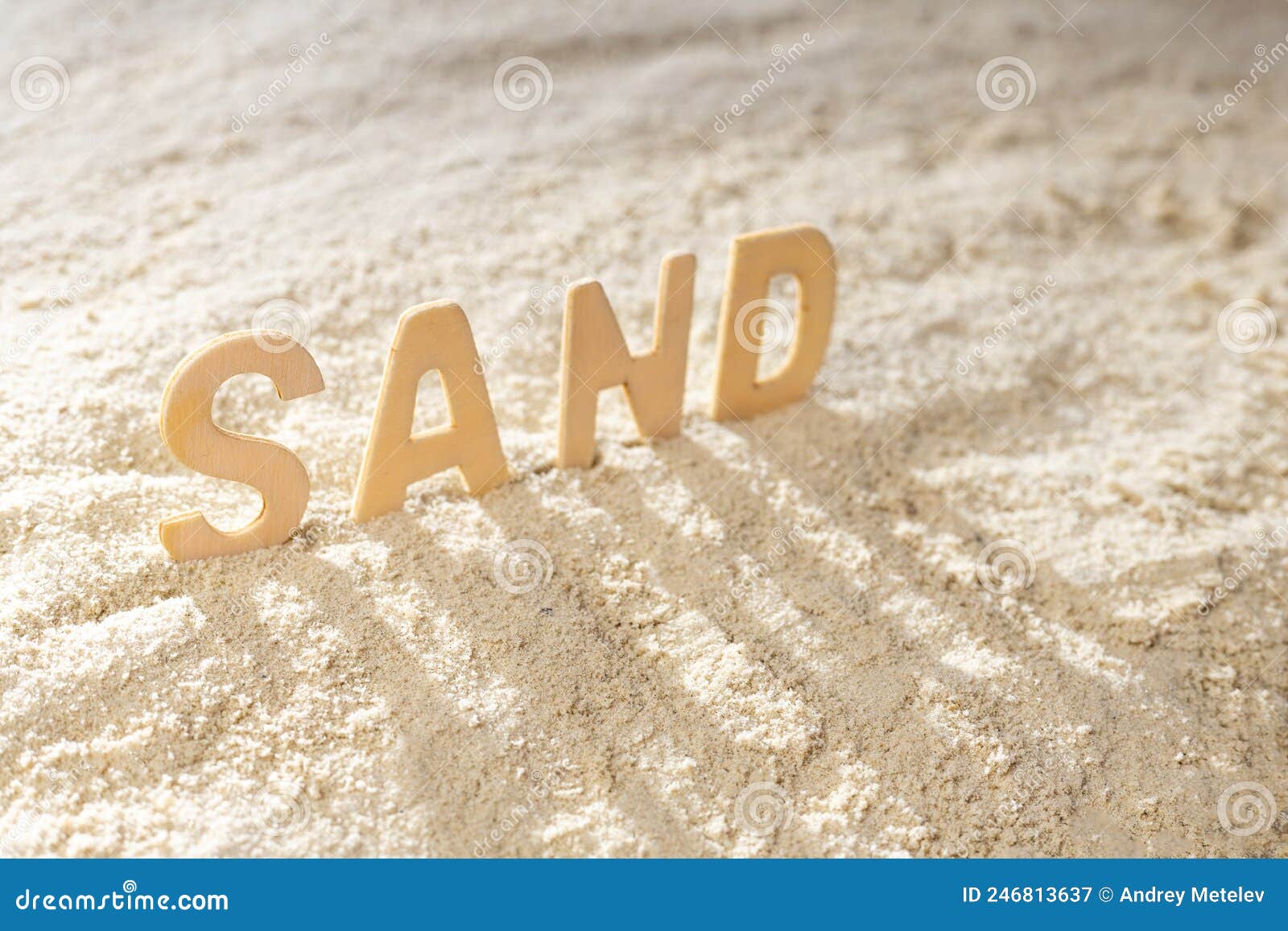 Word from Wooden Letters Sand Stock Image - Image of grunge, text ...