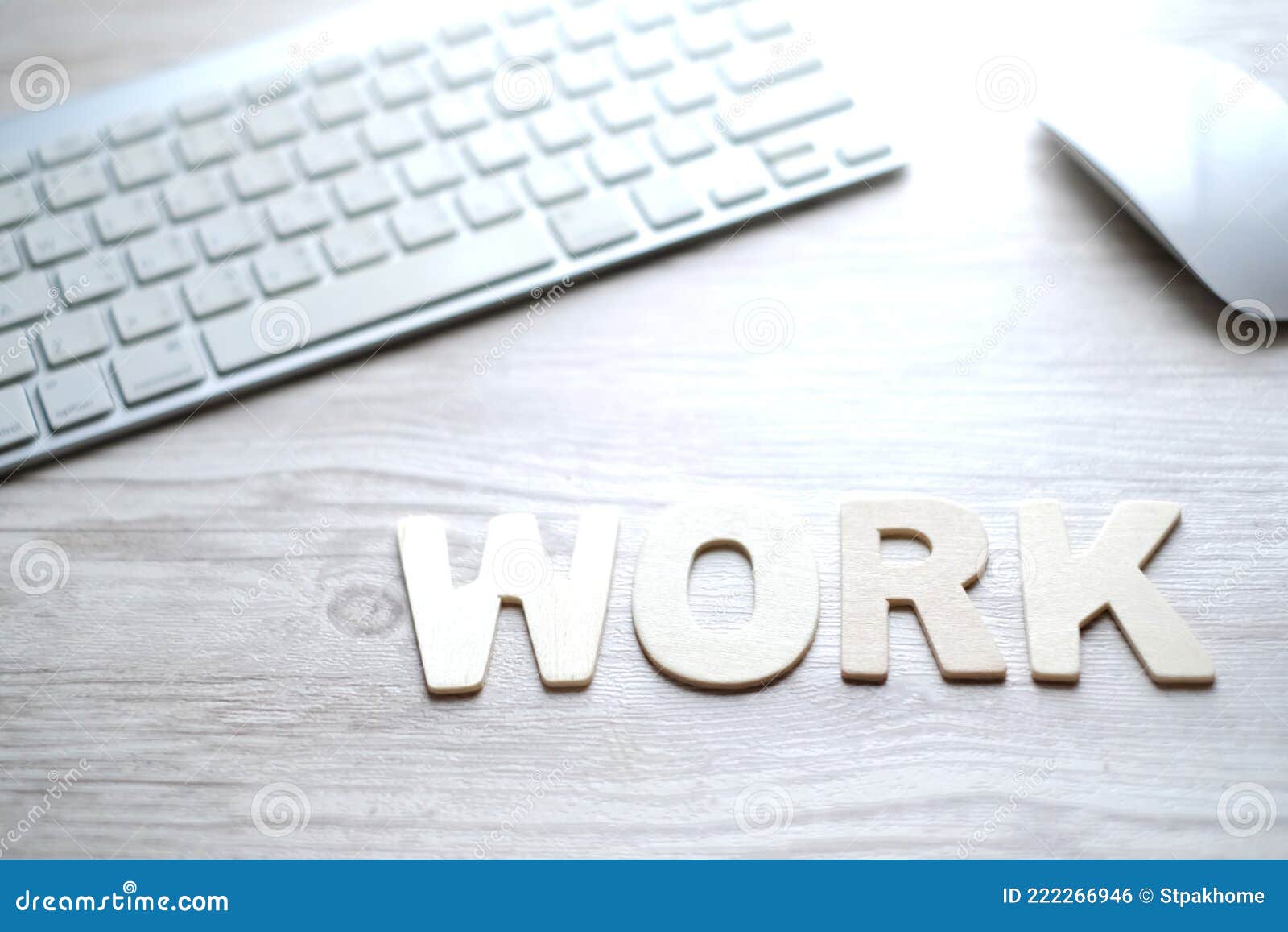 The Word WORK, Wooden Letters on the Computer Table Stock Photo - Image ...