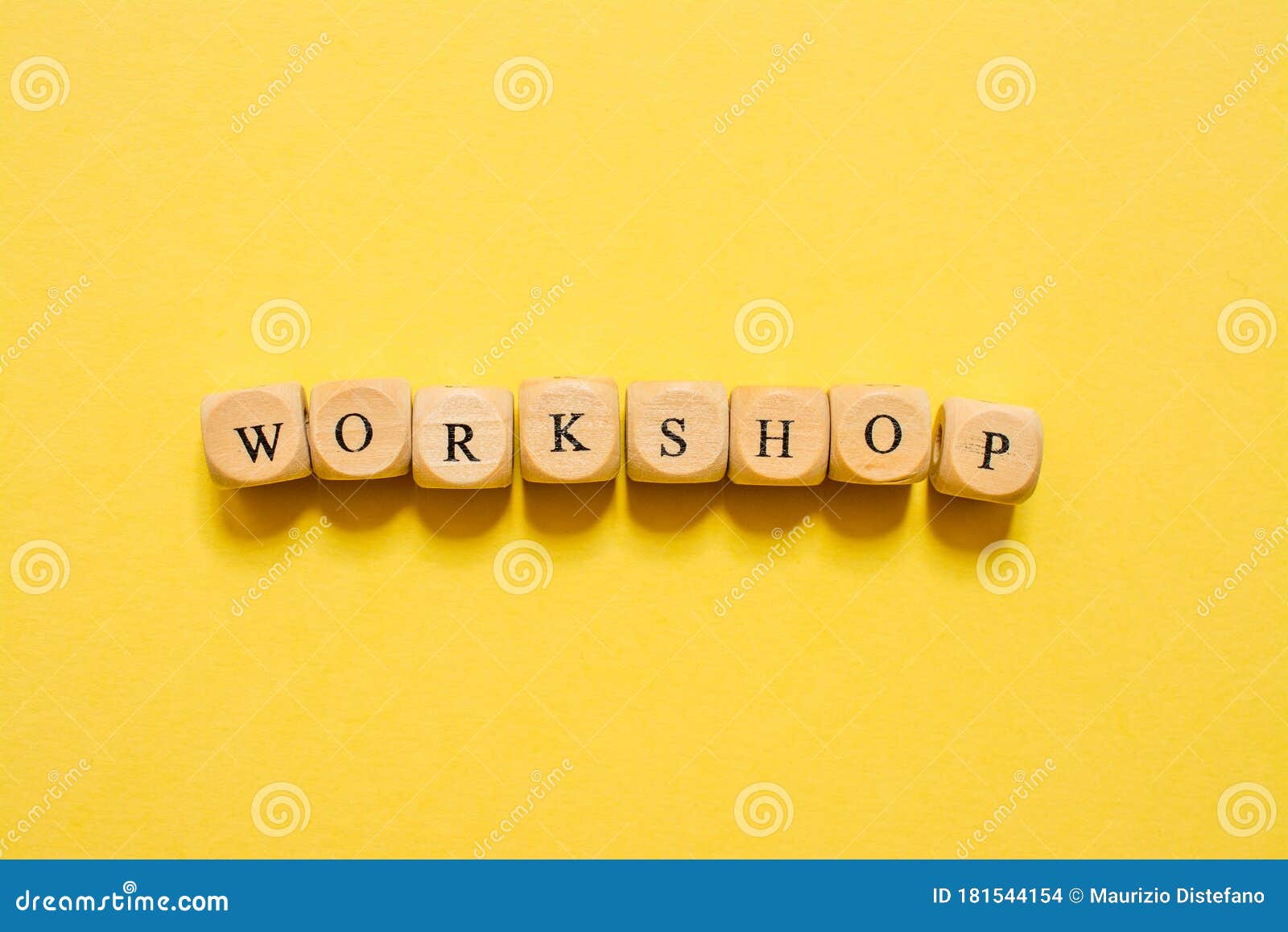 The Word Workshop, Text Made with Dice on Yellow Background Stock Photo ...
