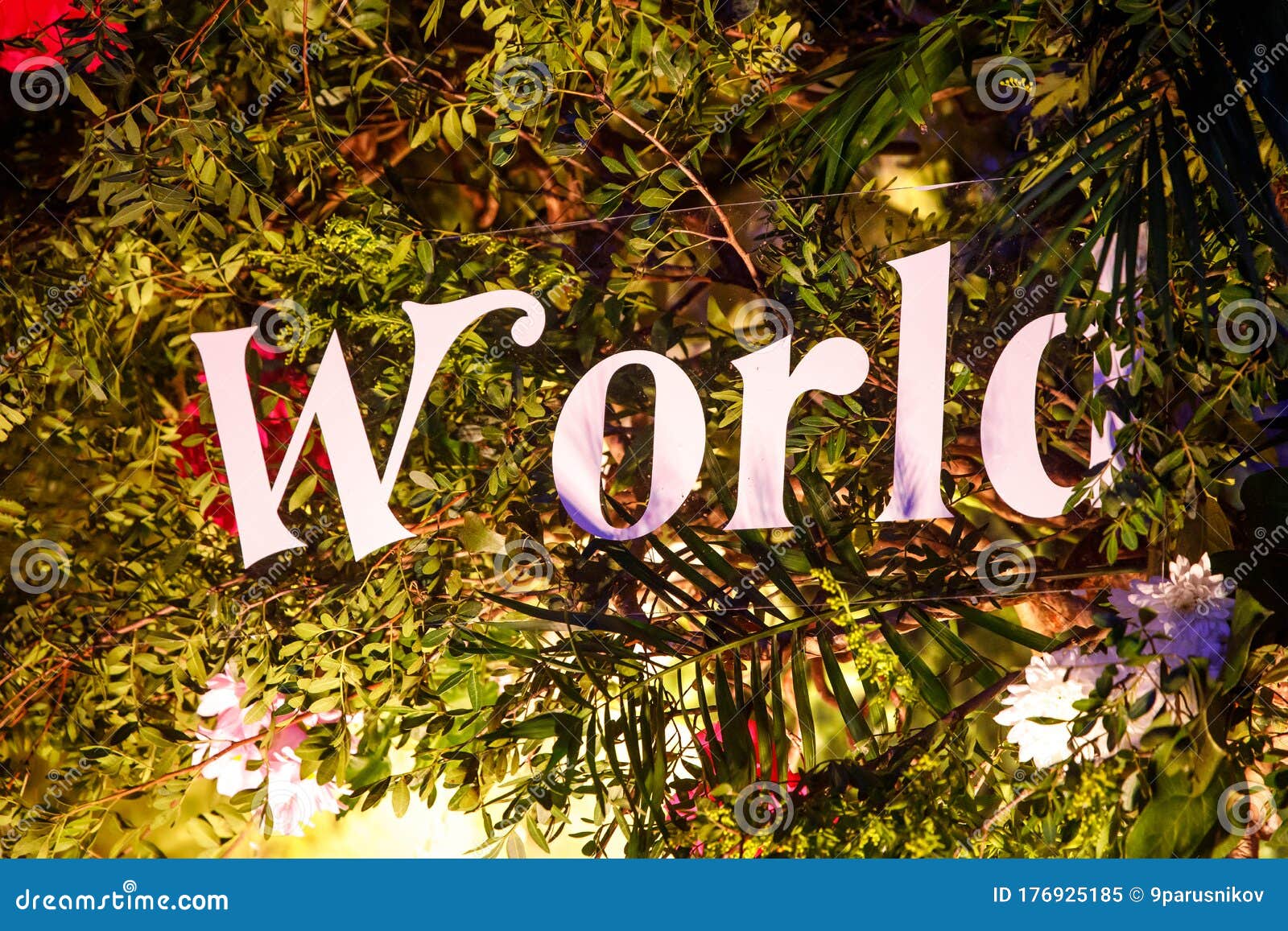 The Word WORLD Surrounded by Plants Stock Image - Image of student ...