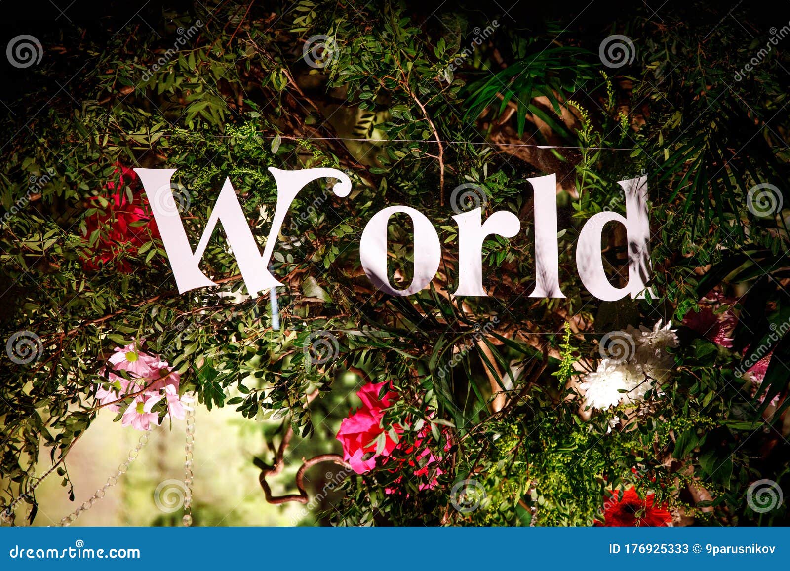 The Word WORLD Surrounded by Plants Stock Image - Image of world ...