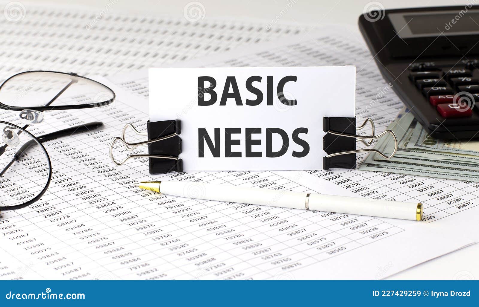 Word Writing Text BASIC NEEDEDS on White Sticker on Chart Background ...