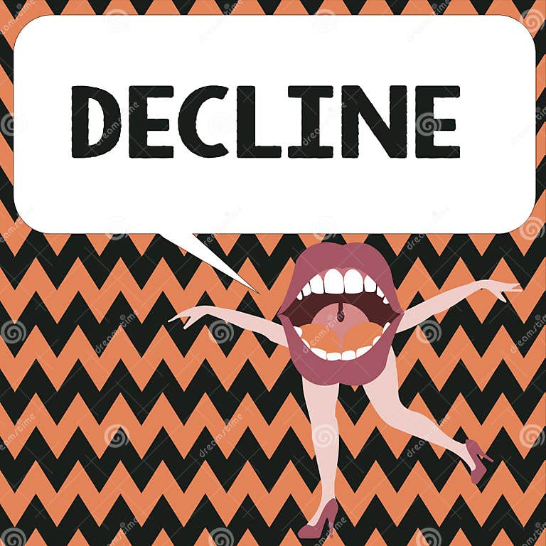 Word Writing Text Decline. Business Concept for Become Smaller Fewer less Decrease Politely ...