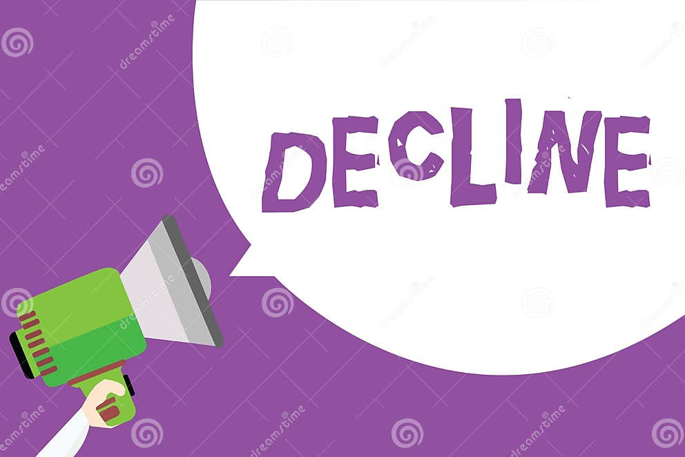Word Writing Text Decline. Business Concept for Become Smaller Fewer less Decrease Politely ...