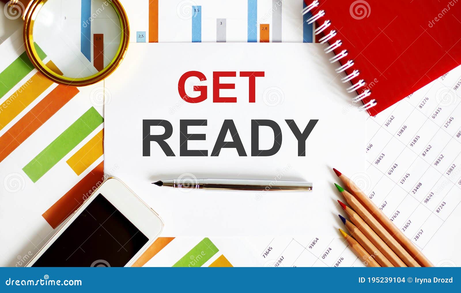 Word Writing Text Get Ready with Office Tools and Chart Stock Photo ...