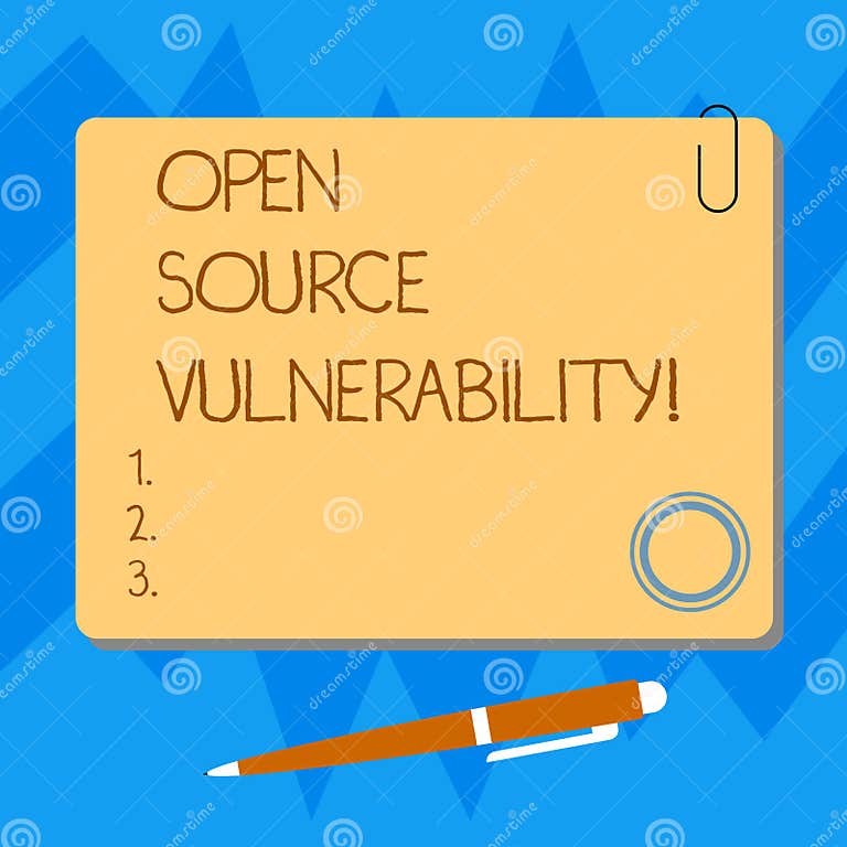 Word Writing Text Open Source Vulnerability. Business Concept for Publicized Exploits are Open ...