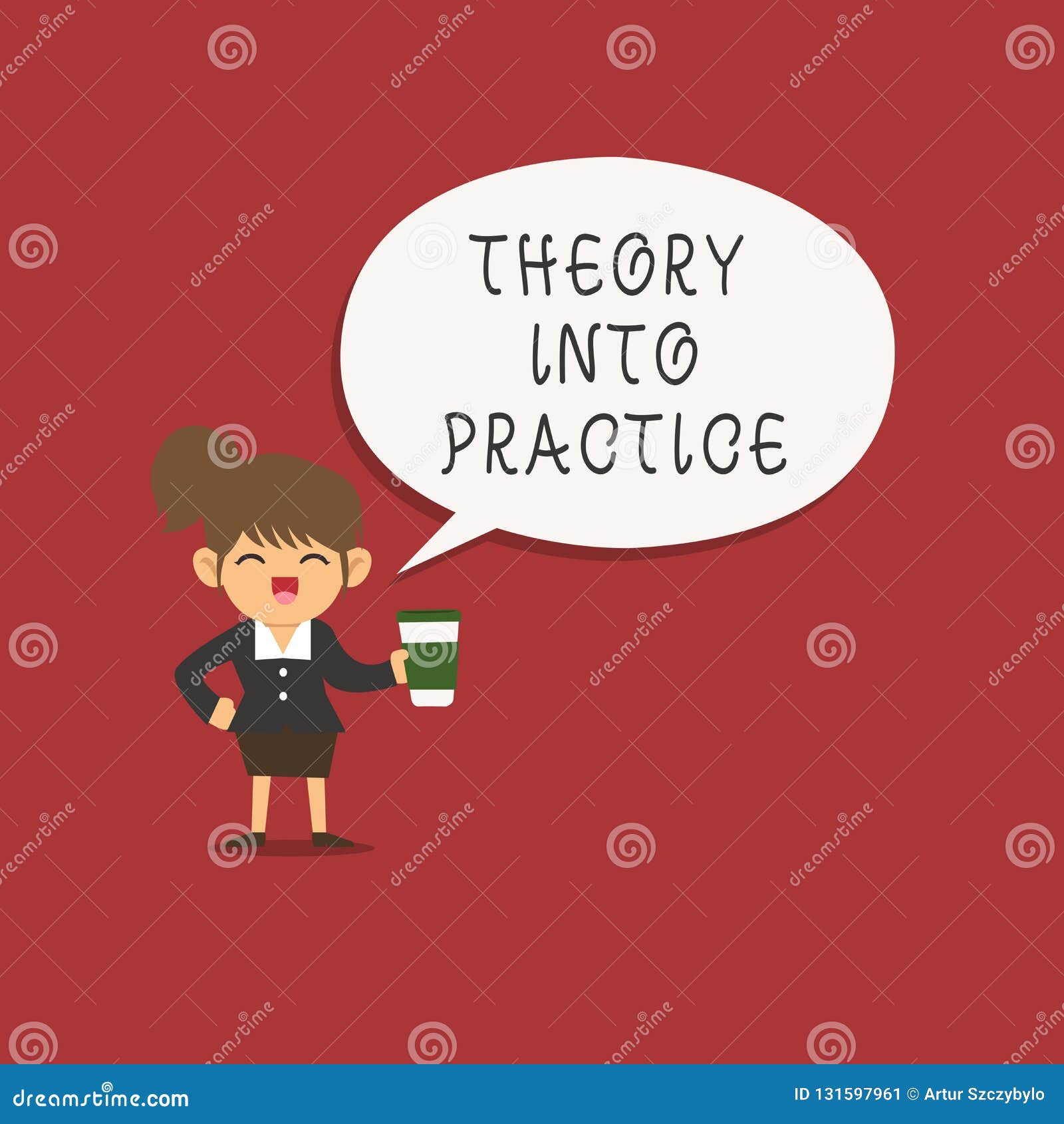 Word Writing Text Theory into Practice. Business Concept for Hands on ...