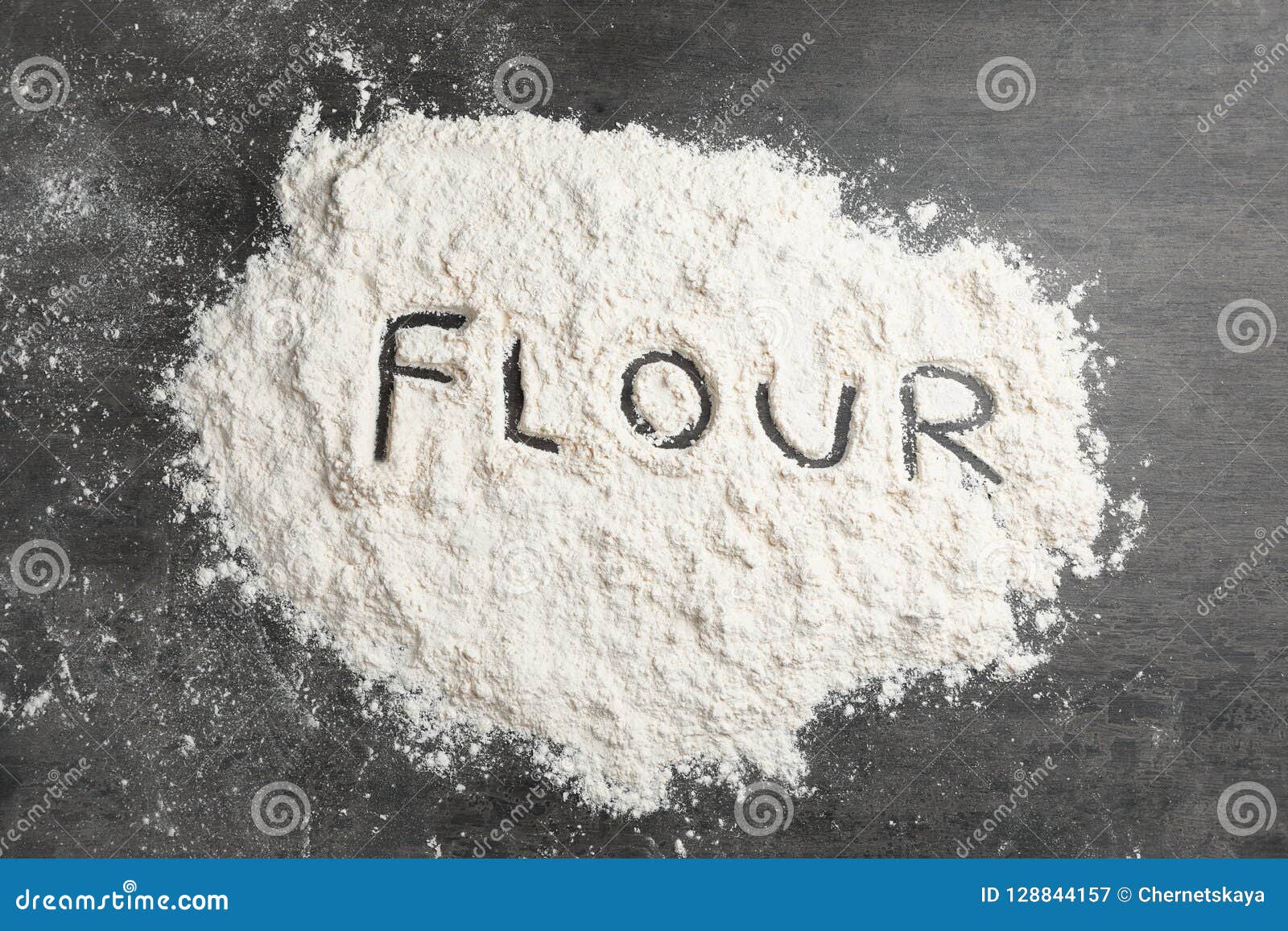 Word Written on Flour Scattered Over Table Stock Image - Image of ...