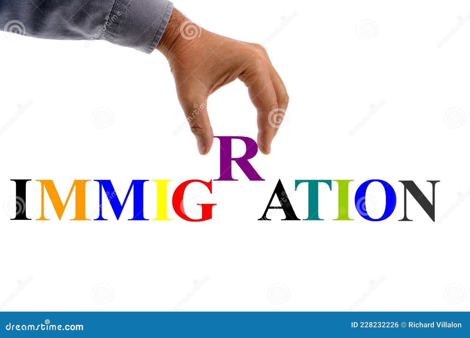 Immigration Concept With A Hand Completing A Word Stock Photography ...