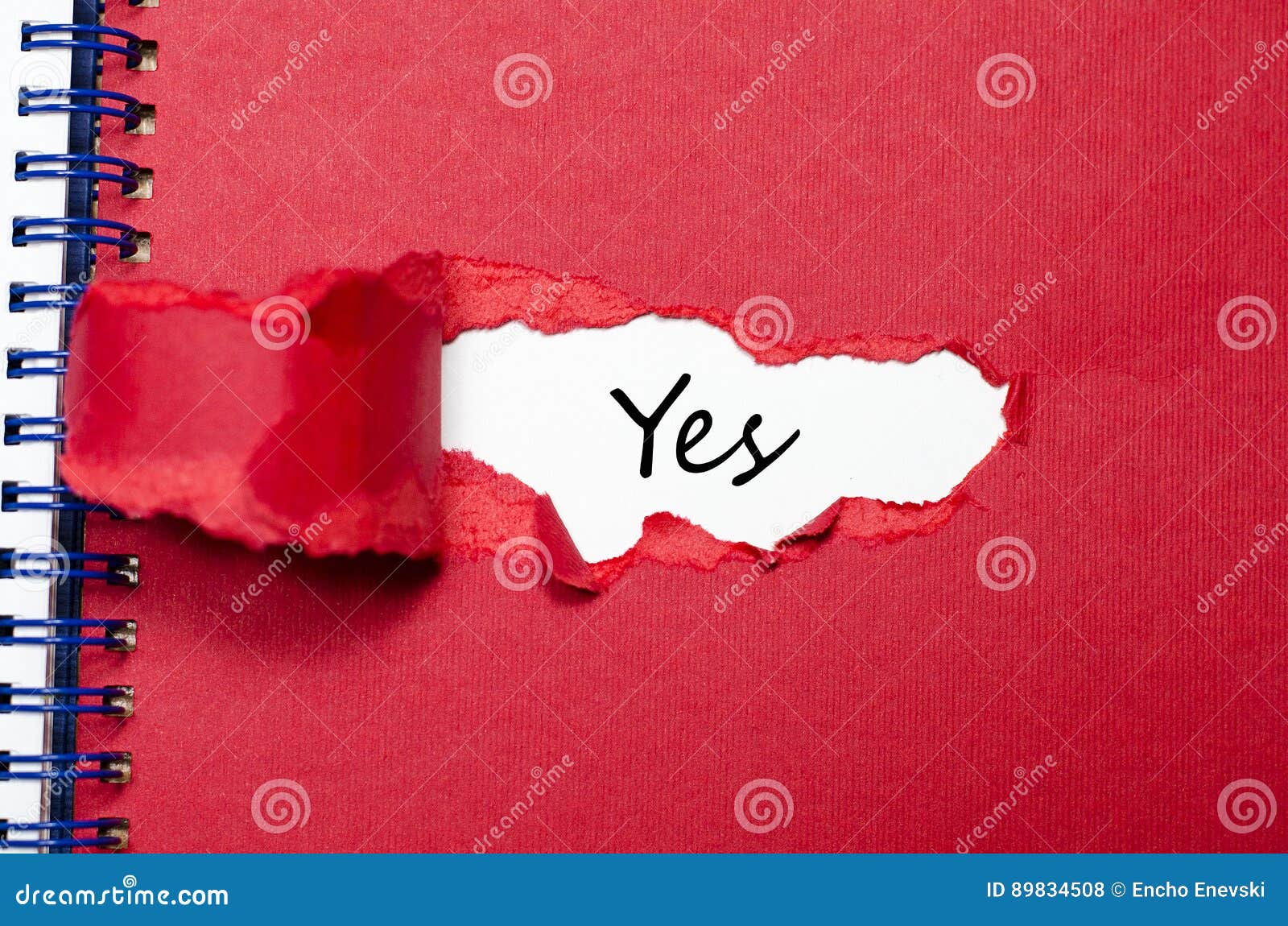The Word Yes Appearing Behind Torn Paper Stock Photo - Image of life ...