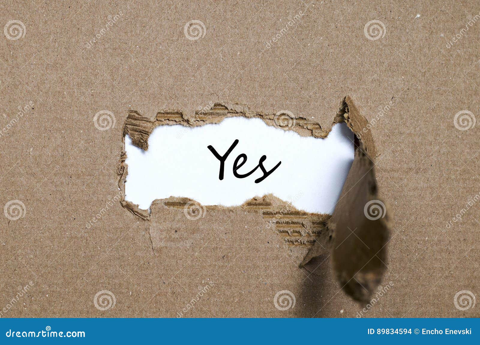 The Word Yes Appearing Behind Torn Paper Stock Photo - Image of paper ...