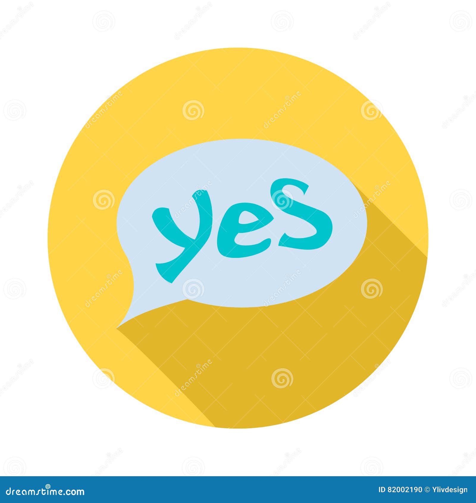 Word Yes in Bubble Speech Icon, Flat Style Stock Vector - Illustration ...