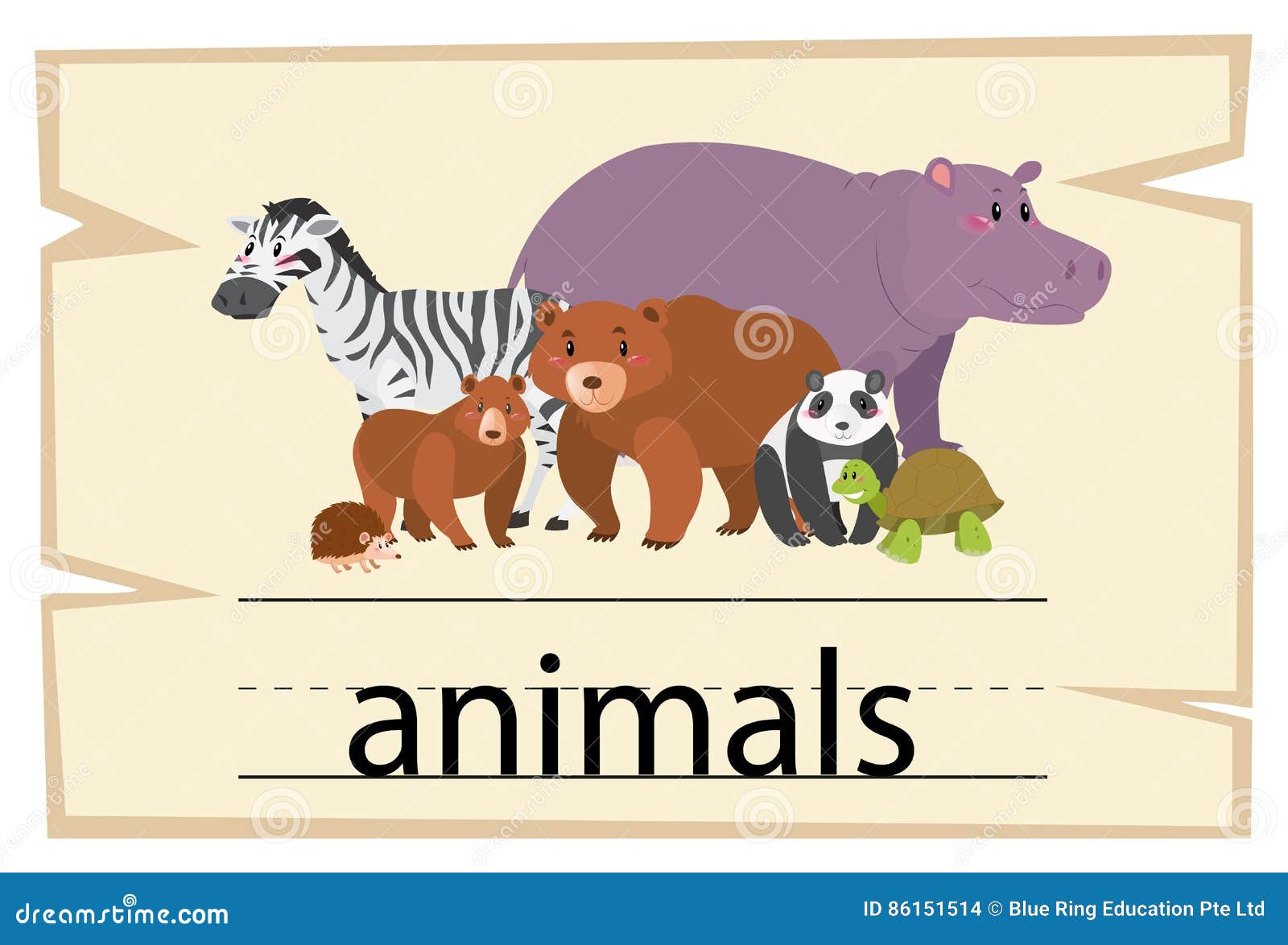 Wordcard Design for Word Animals Stock Vector - Illustration of graphic ...