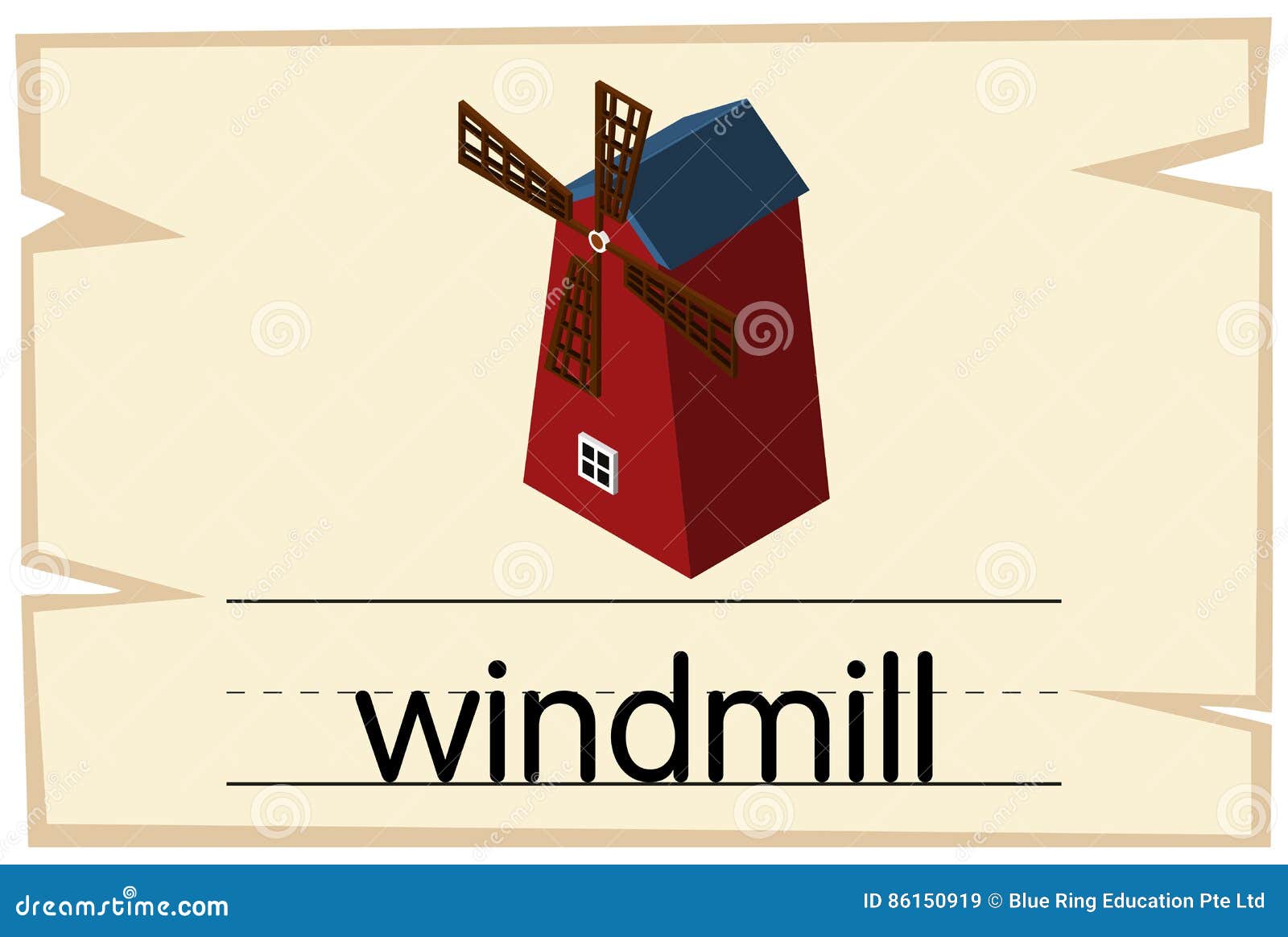 Wordcard Design for Word Windmill Stock Vector - Illustration of card ...