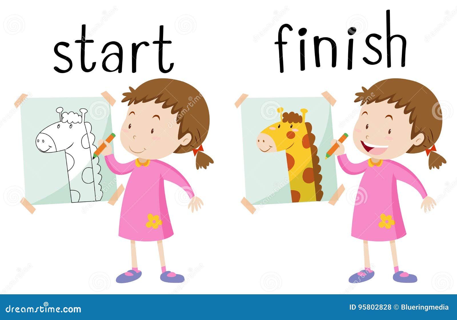 Wordcard Opuesto Para El Comienzo Y El Final Ilustración del Vector ...