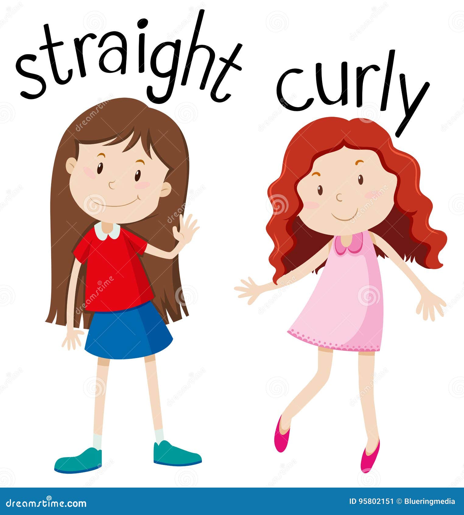 Wordcard Opuesto Para Recto Y Rizado Ilustración del Vector ...