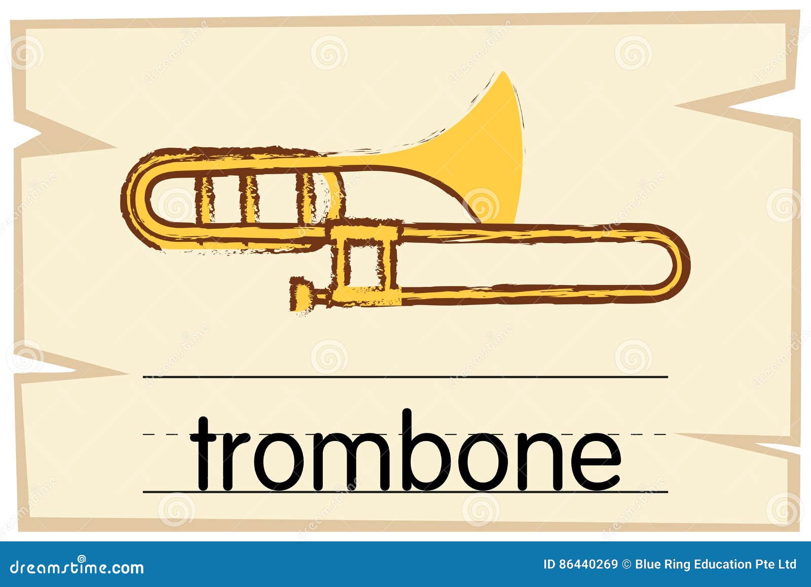 Wordcard Template for Trombone Stock Vector - Illustration of letters ...