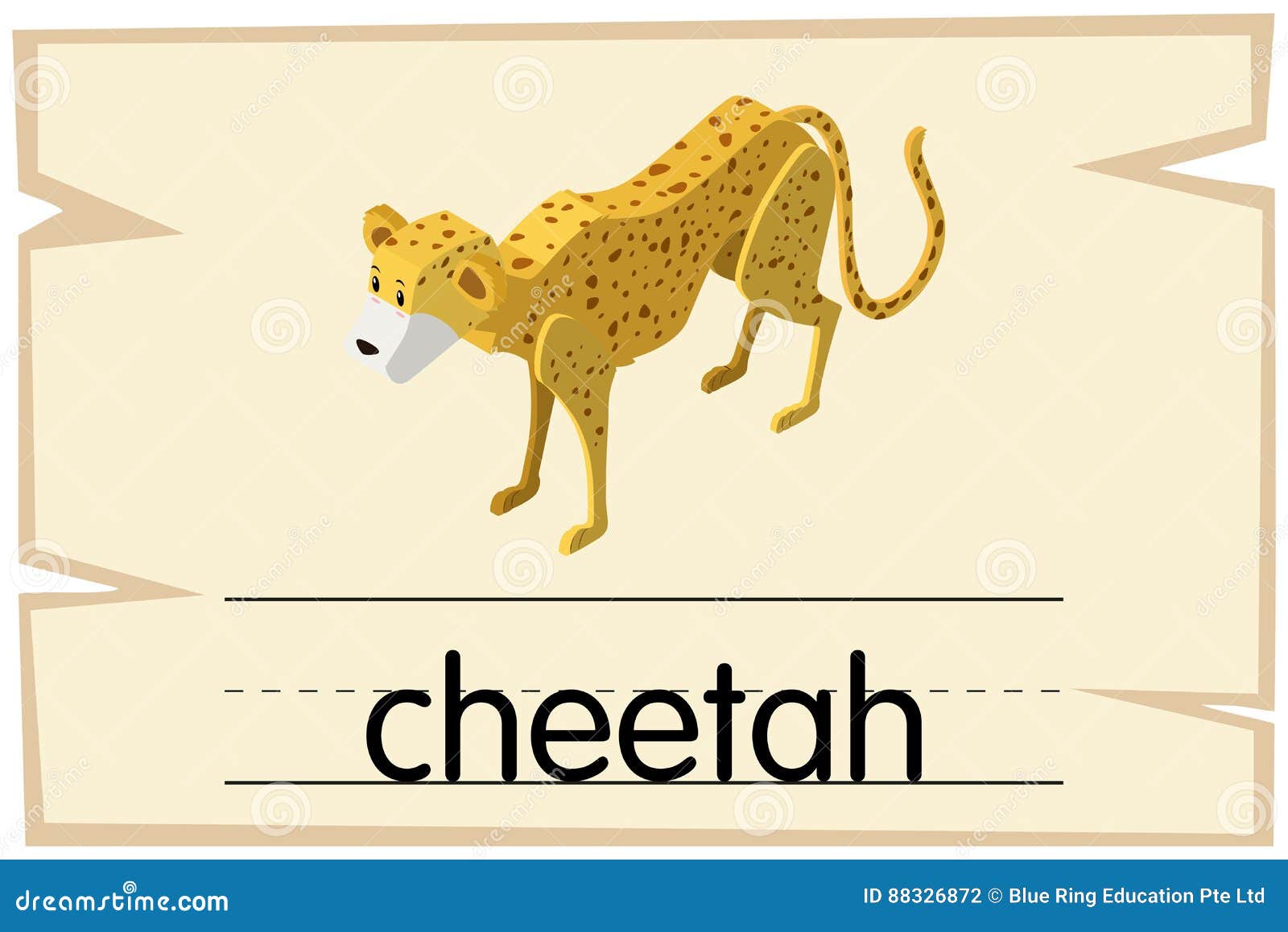 Wordcard Template for Word Cheetah Stock Vector - Illustration of ...
