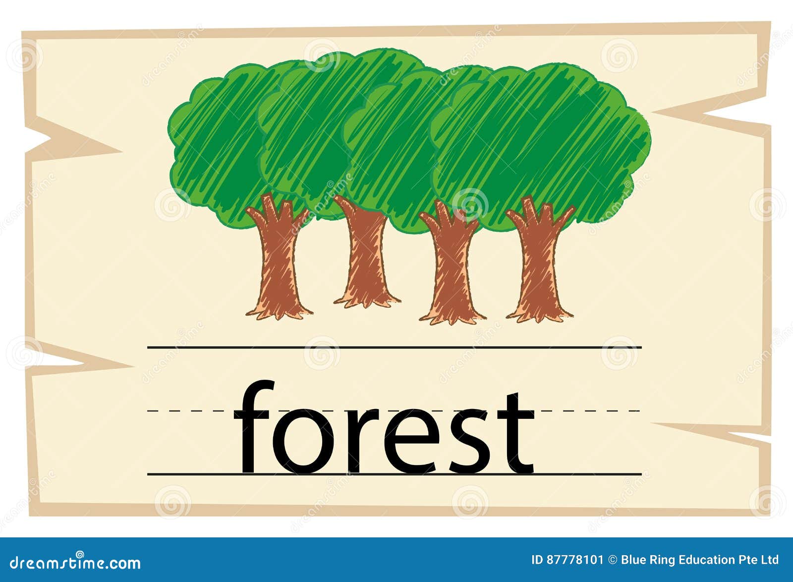 Wordcard Template for Word Forest Stock Vector - Illustration of ...