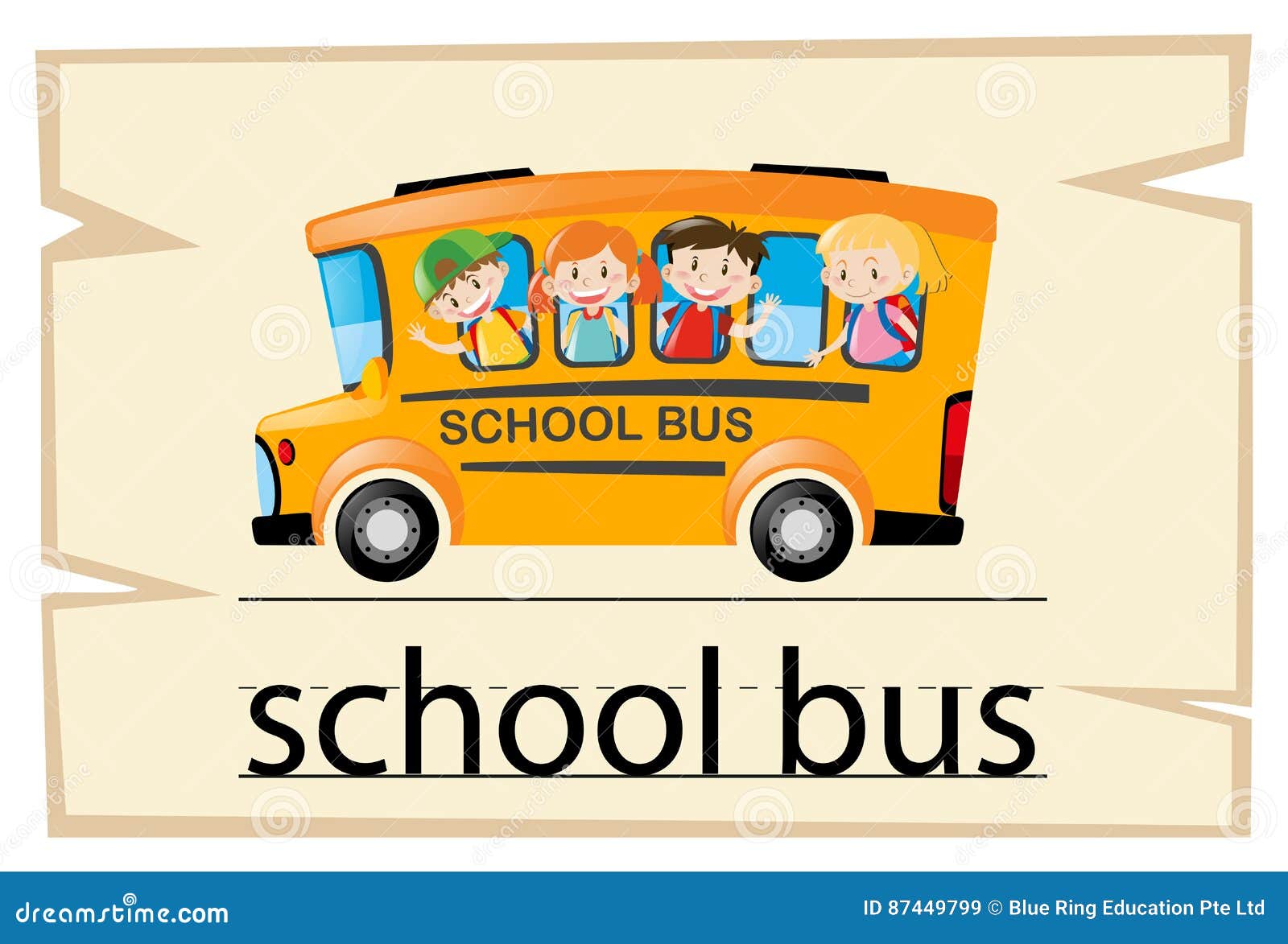 Wordcard Template for Word School Bus Stock Vector - Illustration of ...