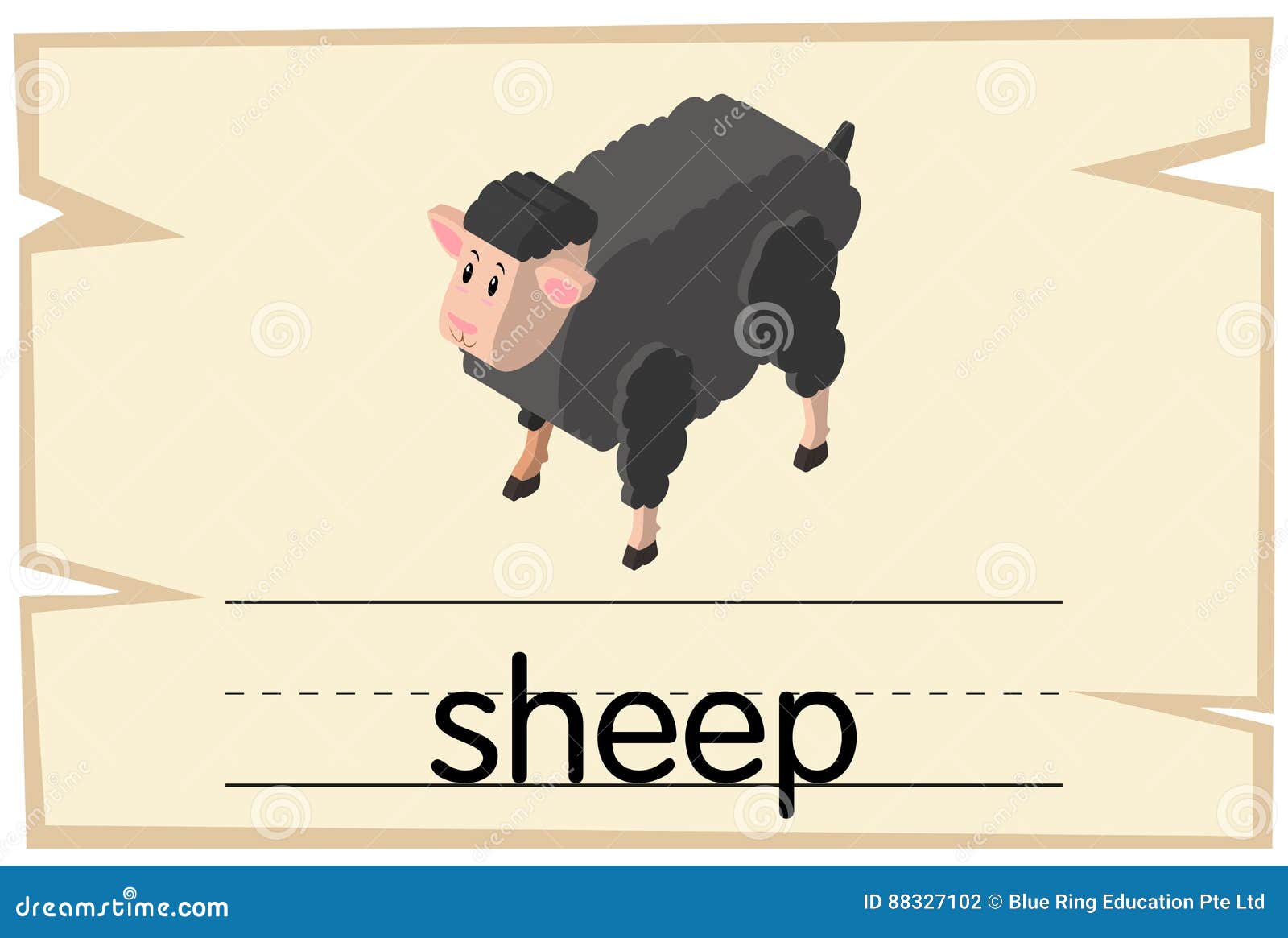 Wordcard Template for Word Sheep Stock Vector - Illustration of ...