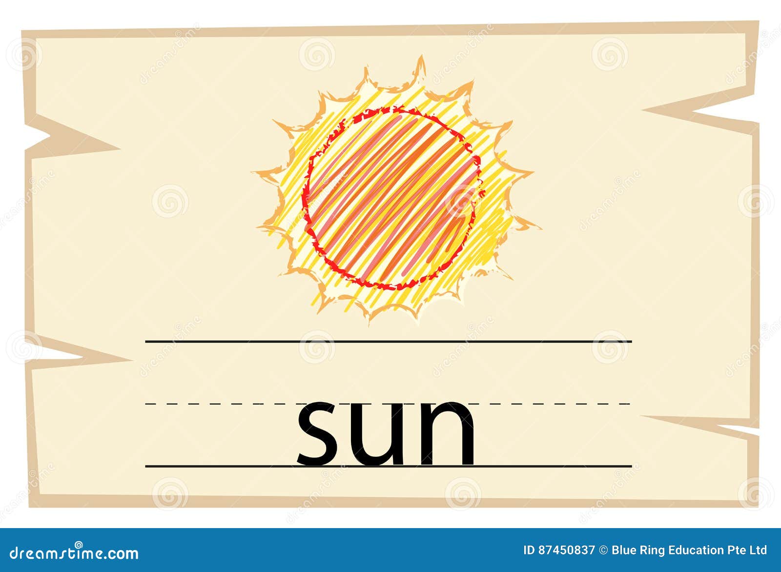 Wordcard Template for Word Sun Stock Illustration - Illustration of ...