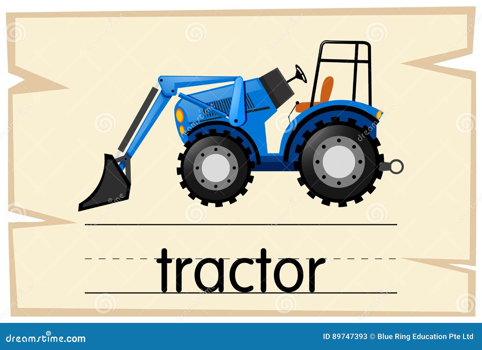 Wordcard with word tractor stock vector. Illustration of clipart - 89747393