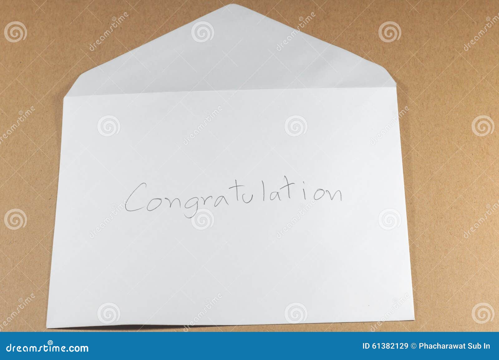 Wording Congratulation of White Envelope on Brown Background Stock ...