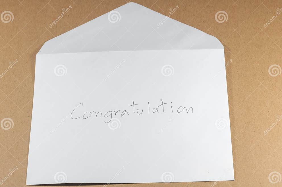 Wording Congratulation of White Envelope on Brown Background Stock ...