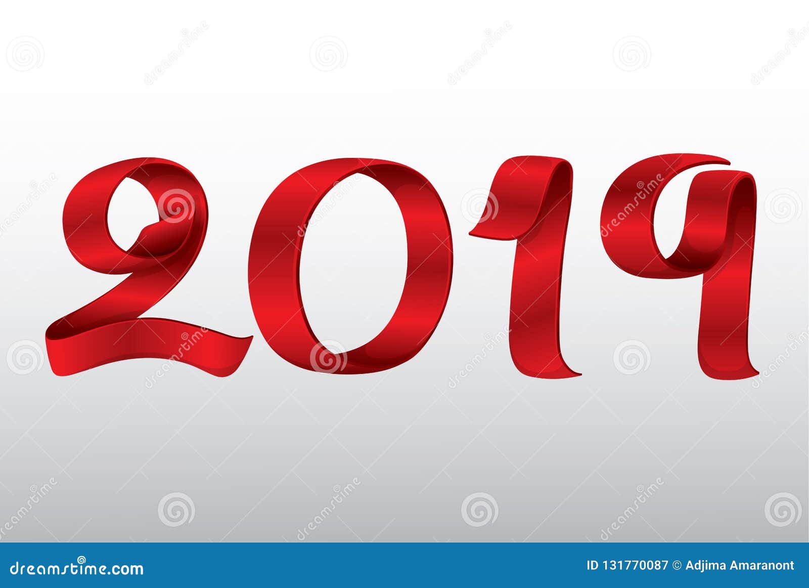 Vector Ribbon New Year 2019 Stock Illustration - Illustration of vector ...