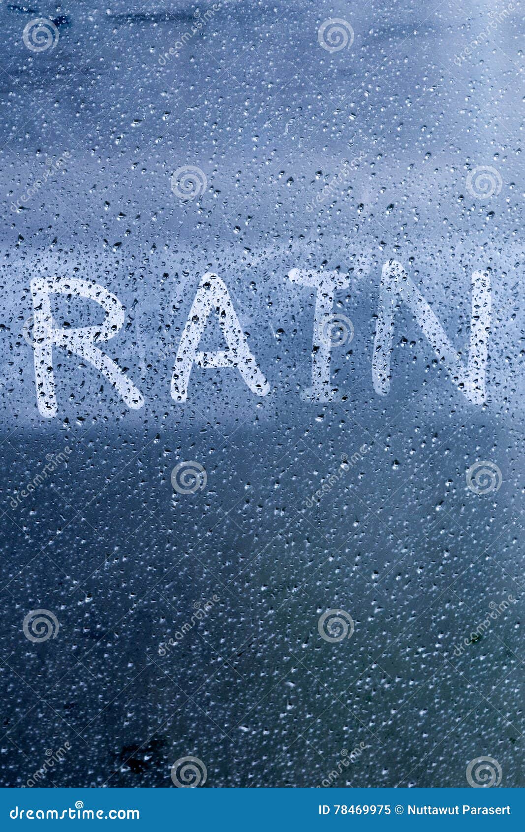Wording Rain on Clear Glass - Raindrops on Window Stock Illustration ...