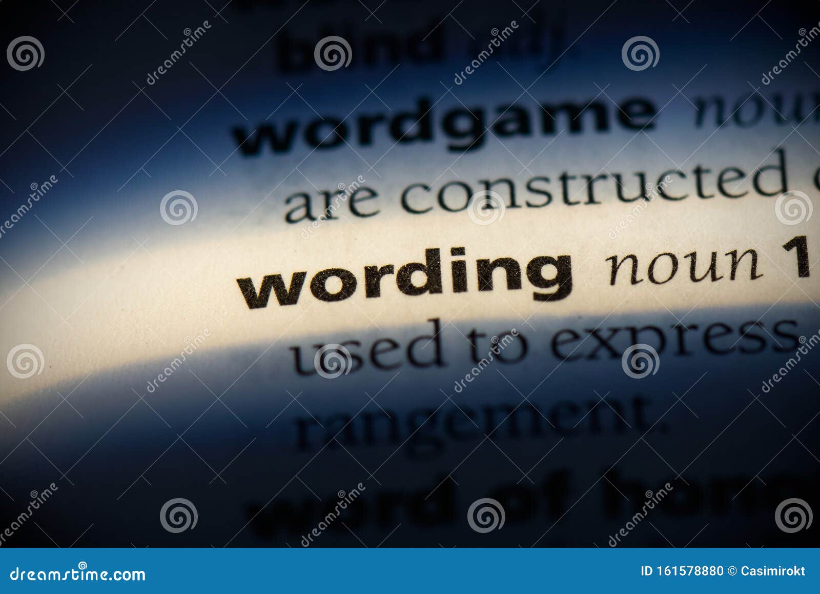 Wording stock photo. Image of etymology, reference, highlight - 161578880