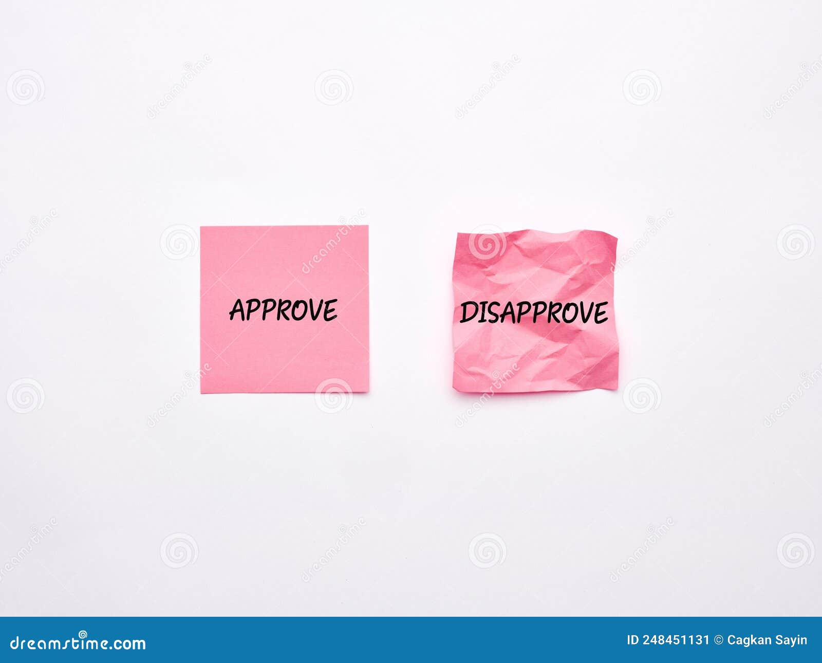 The Words Approve and Disapprove on Pink Sheets of Note Paper Stock ...