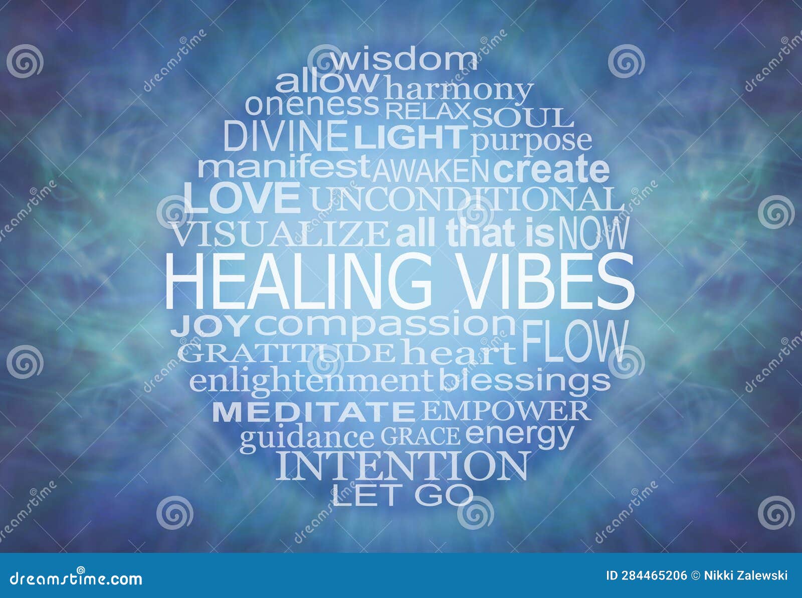 Words Associated with Healing Vibes Word Cloud Wall Art Stock ...