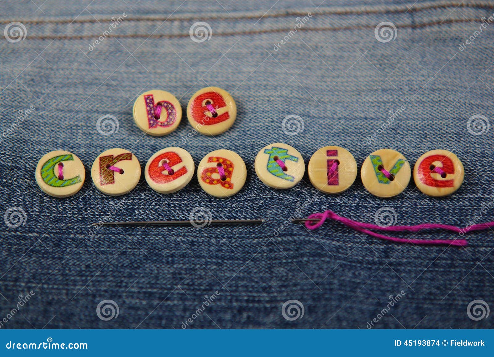 The Words Be Creative Spelled with Lettered Buttons Stock Photo - Image ...