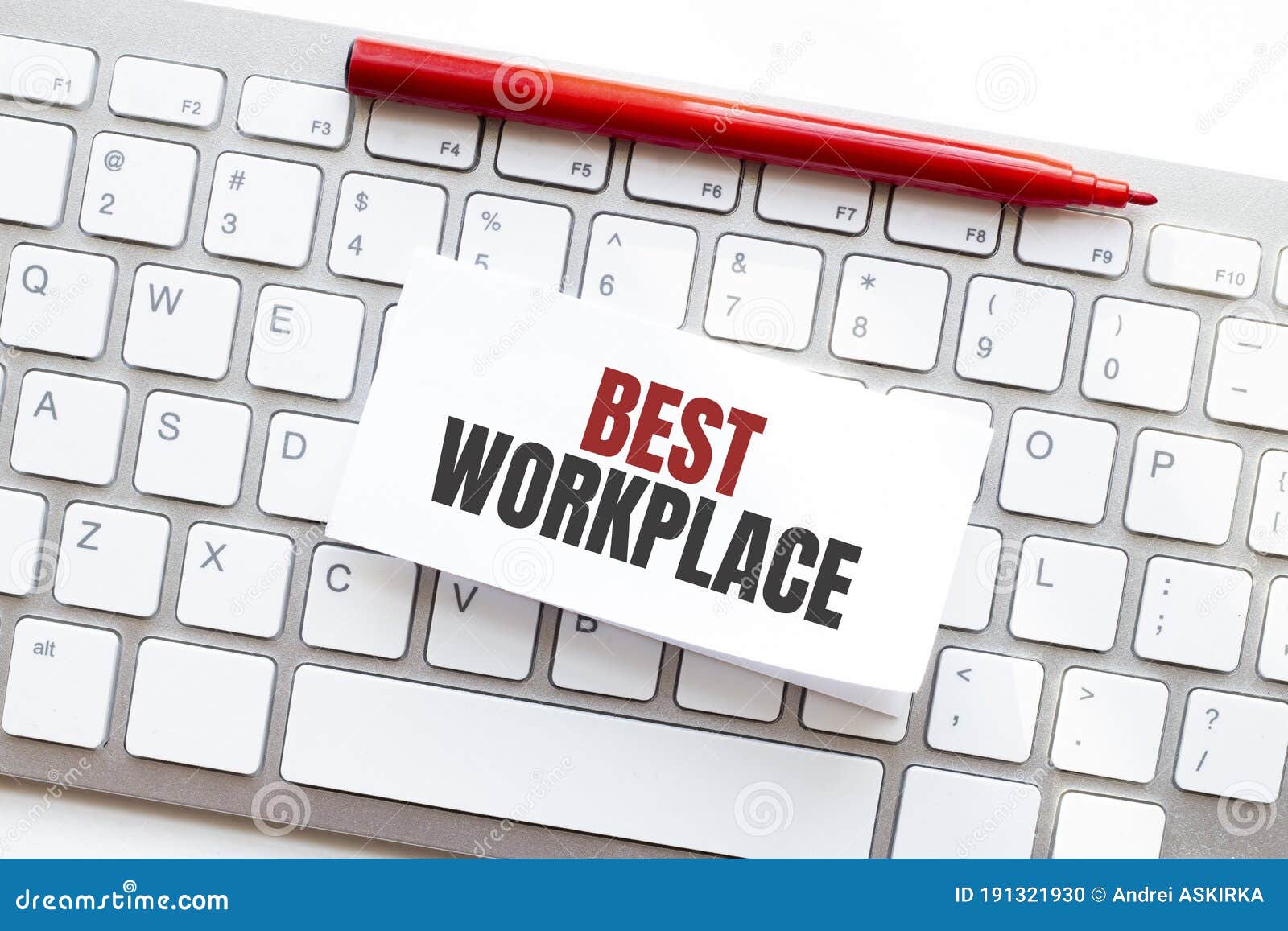 Words BEST WORKPLACE Written on Torn Paper on a Computer Keyboard Stock ...
